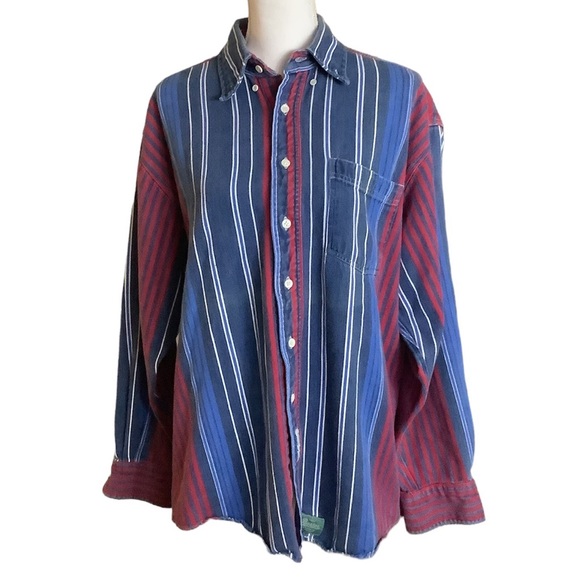 Baxter Brand | Shirts | Baxter Brand Natural Mens Red Striped Indigo ...
